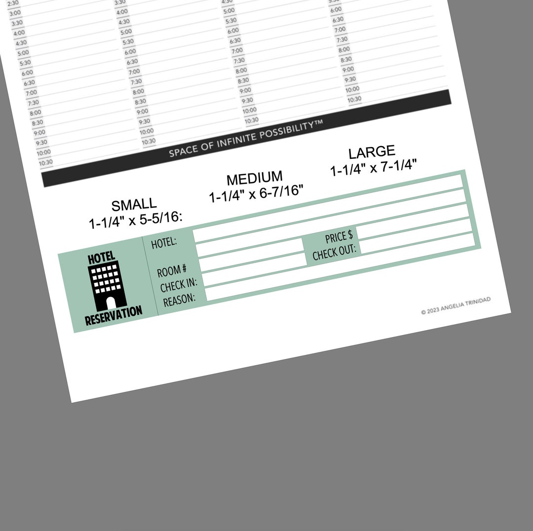 HOTEL RESERVATION Stickers Space of Infinite Possibility Passion ...
