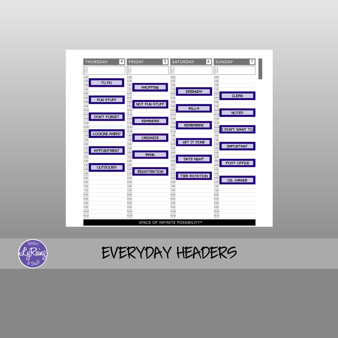 EVERYDAY HEADERS - Stickers - for the Small, Medium and Large Size ...