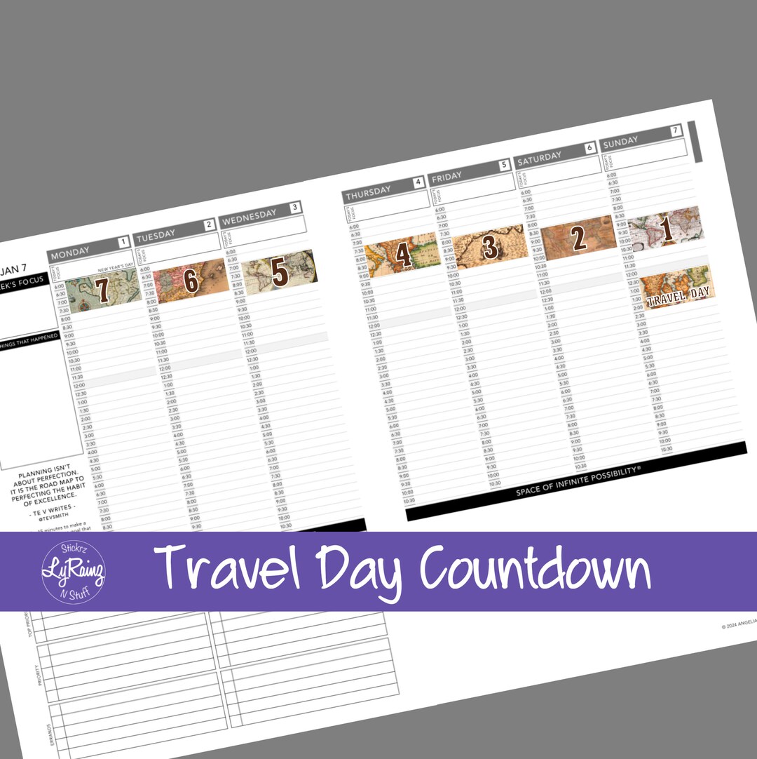 TRAVEL DAY ~ COUNTDOWN Stickers - Weekly Layout Section - Passion ...