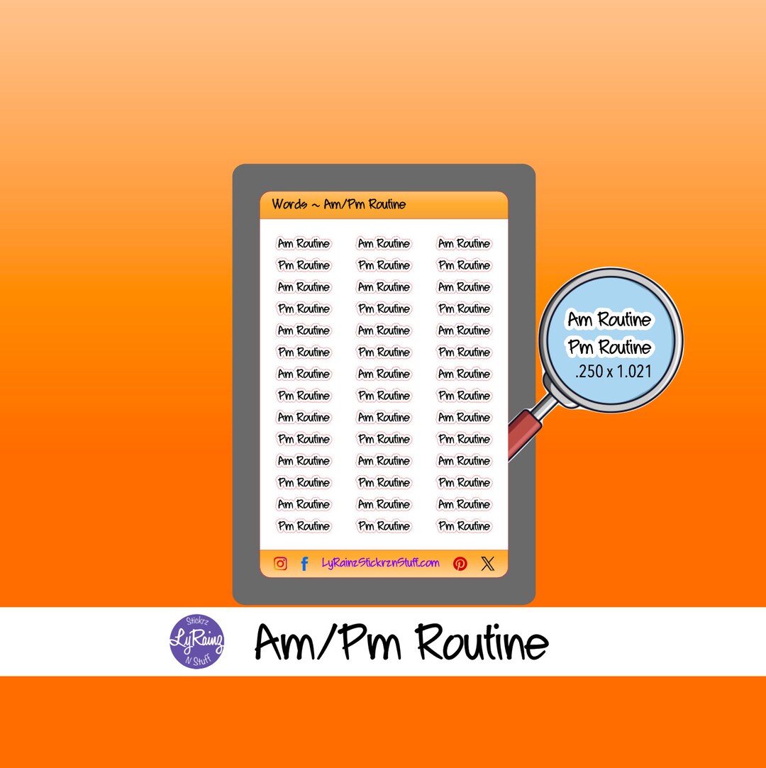 AM/PM ROUTINE - Word Stickers - Planner Stickers - Passion Planner ...