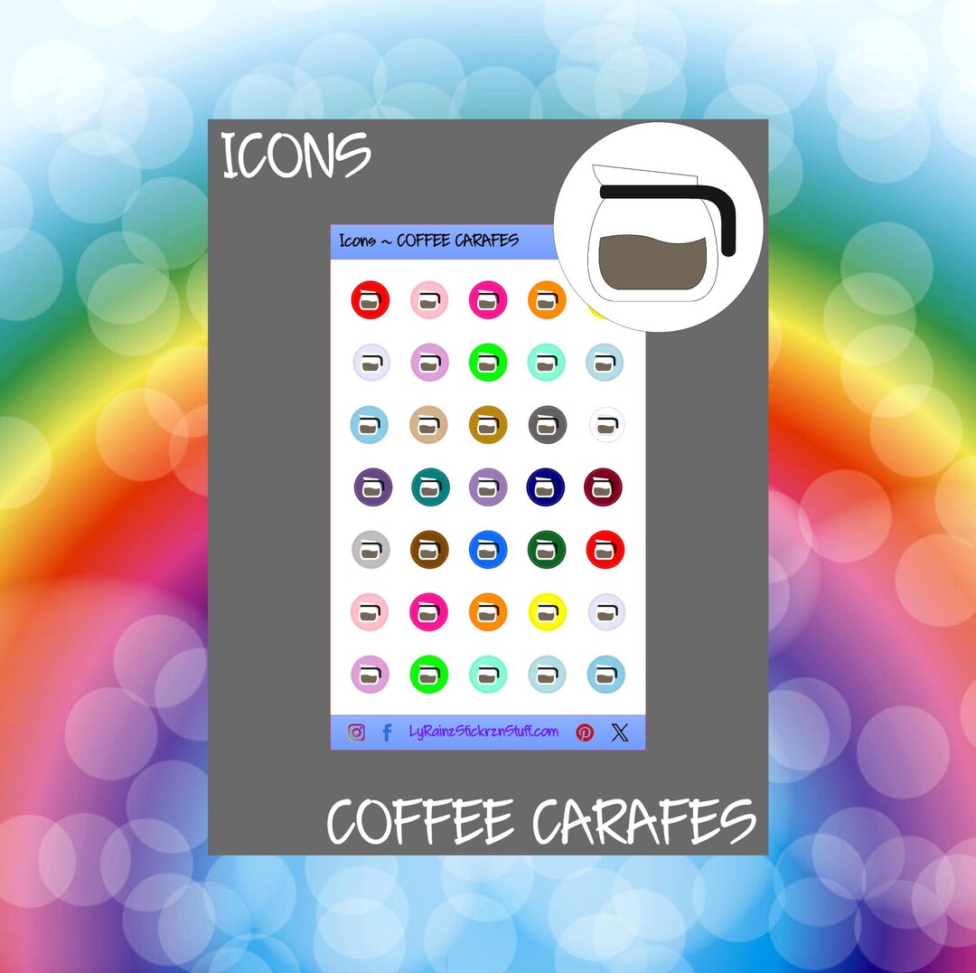 COFFEE CARAFES ICONS Stickers for Passion Planner, Hobonichi, Commit 30 ...