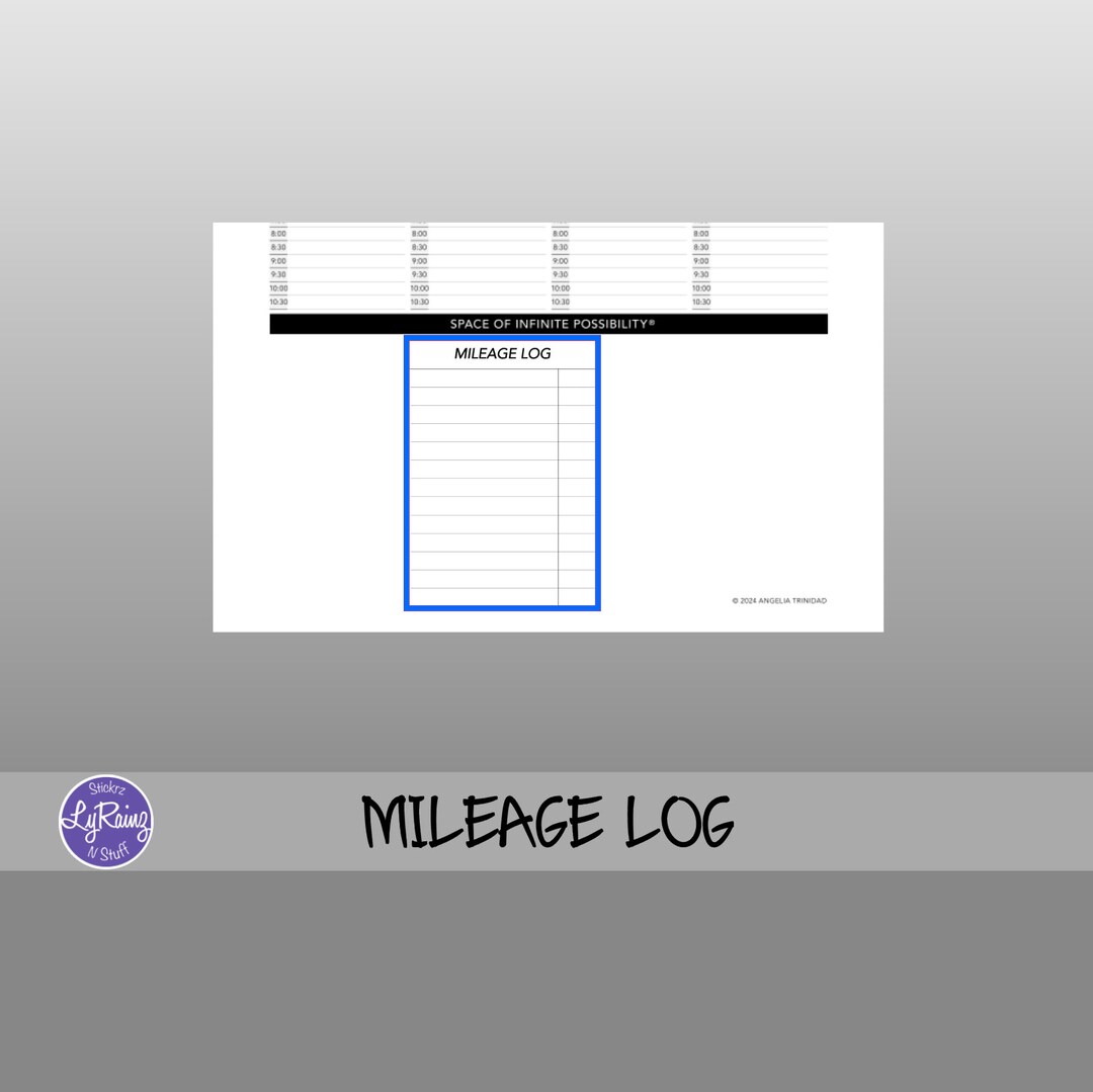 MILEAGE LOG - TRACKER - Stickers for the Small, Medium and Large Size ...