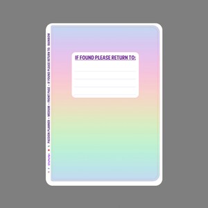 FRONT PAGE If Found Please Return To: Full Sheet Sticker for the Small ...