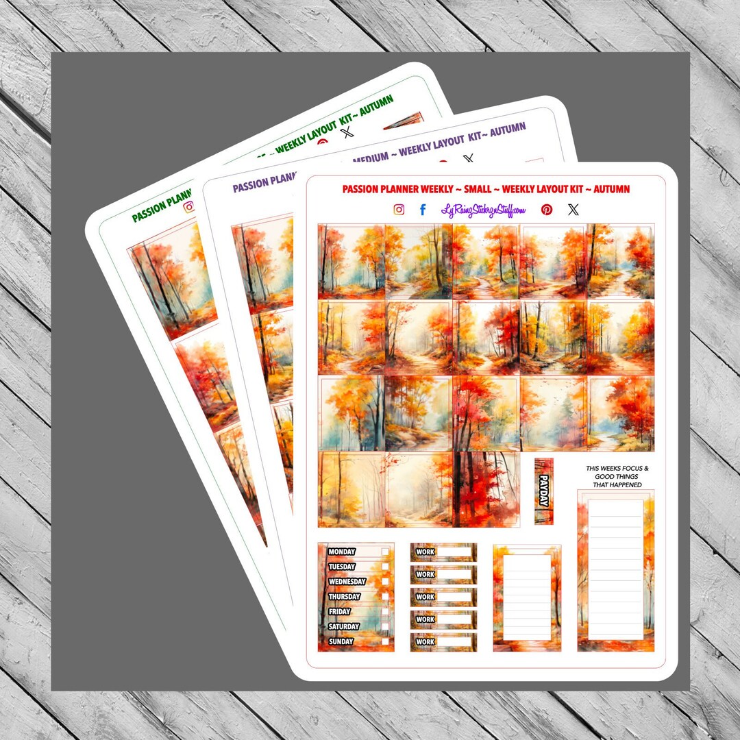 AUTUMN - Weekly Layout Kit - for the Small, Medium and Large Size Weekly Passion Planners. - Etsy