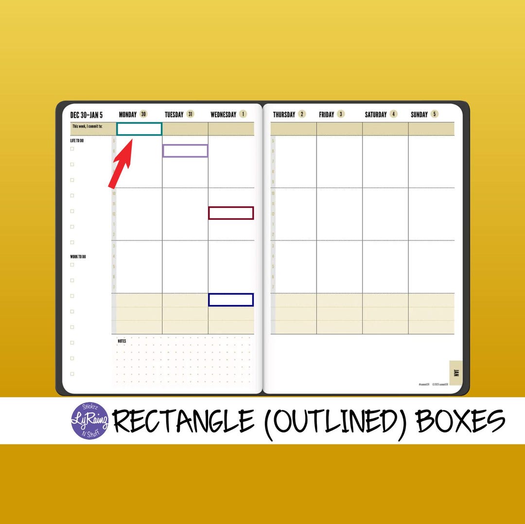 RECTANGLE (OUTLINED) BOXES - Stickers - for the Standard Size Commit30 ...
