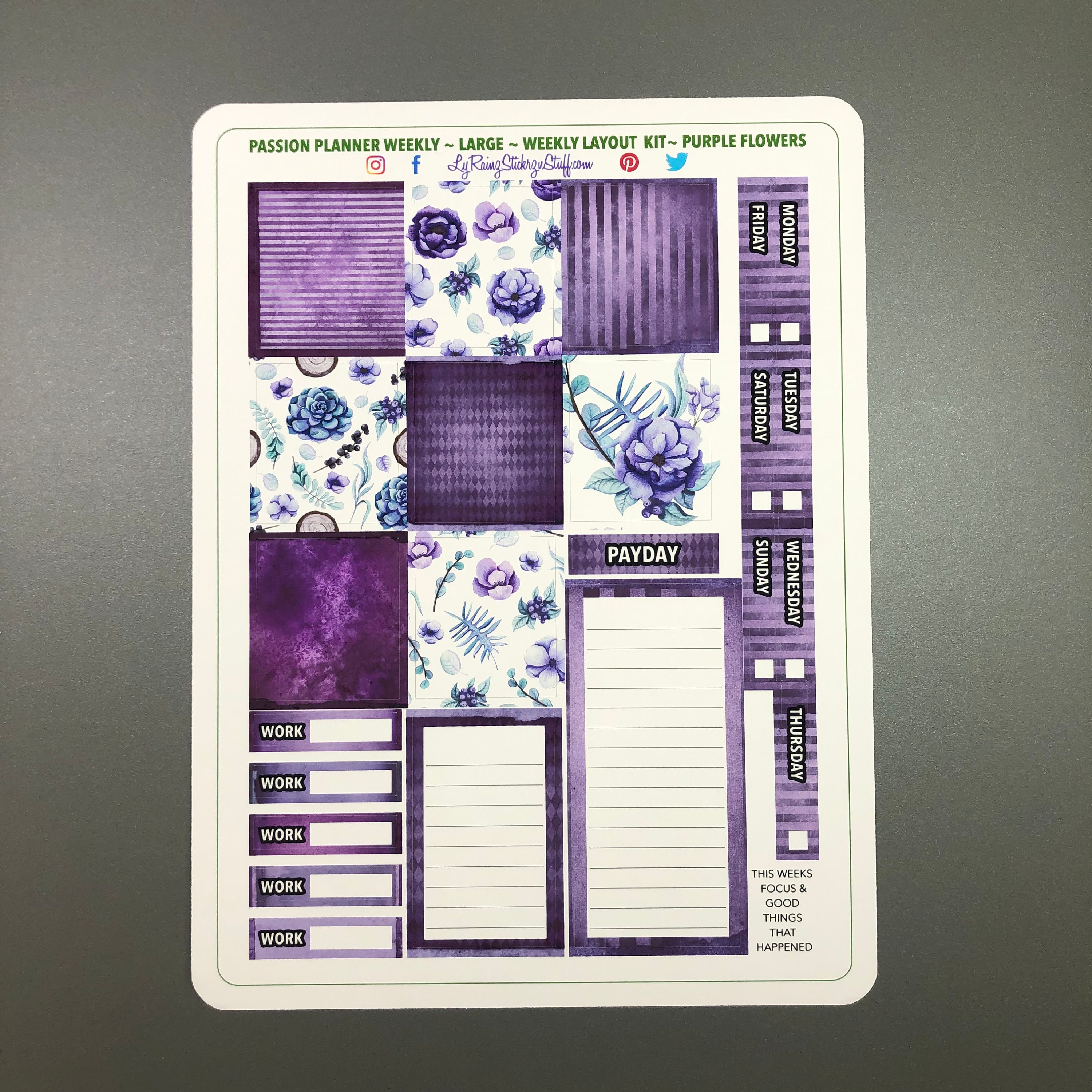 PURPLE FLOWERS Weekly Layout Kit for the Weekly Layout - Etsy