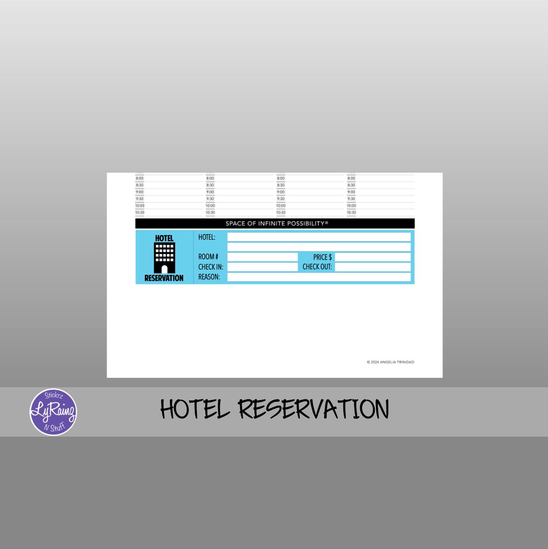 HOTEL RESERVATION - Stickers - Space of Infinite Possibility - Passion ...
