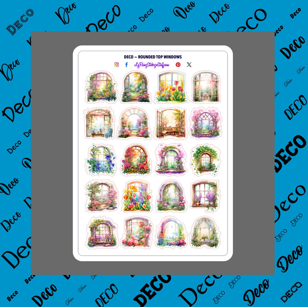 WINDOWS Rounded Top DECO Stickers for Passion Planner, Happy Planner ...