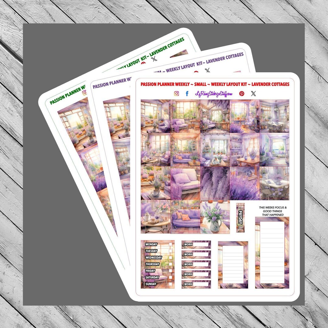 LAVENDER COTTAGES - Weekly Layout Kit - for the Small, Medium and Large Size Weekly Passion ...