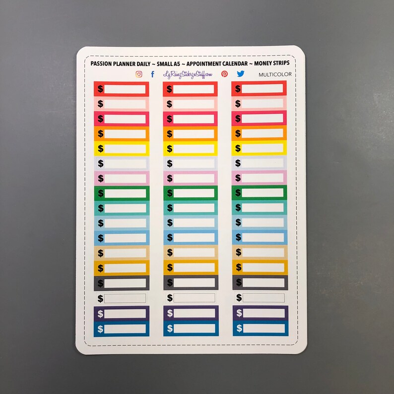 MONEY STRIPS Stickers Available in the Passion Planner - Etsy