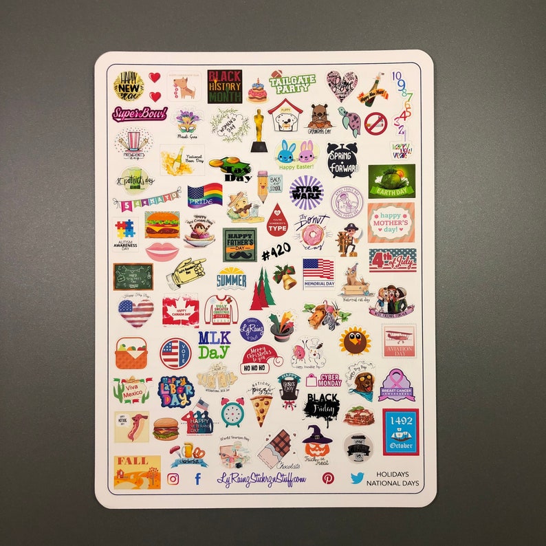 Holidays and National Days Of... the Year Stickers for Passion - Etsy