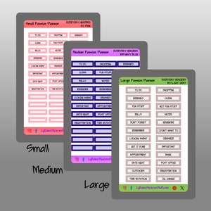 EVERYDAY HEADERS - Stickers - for the Small, Medium and Large Size ...