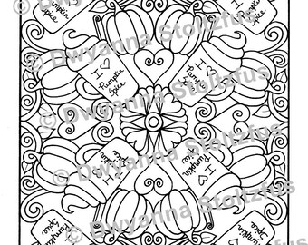 Pumpkin Spice Latte Coloring Page JPG | Etsy