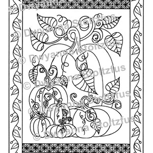 Pumpkins and Sunflower Digital Coloring Page Fall Adult | Etsy