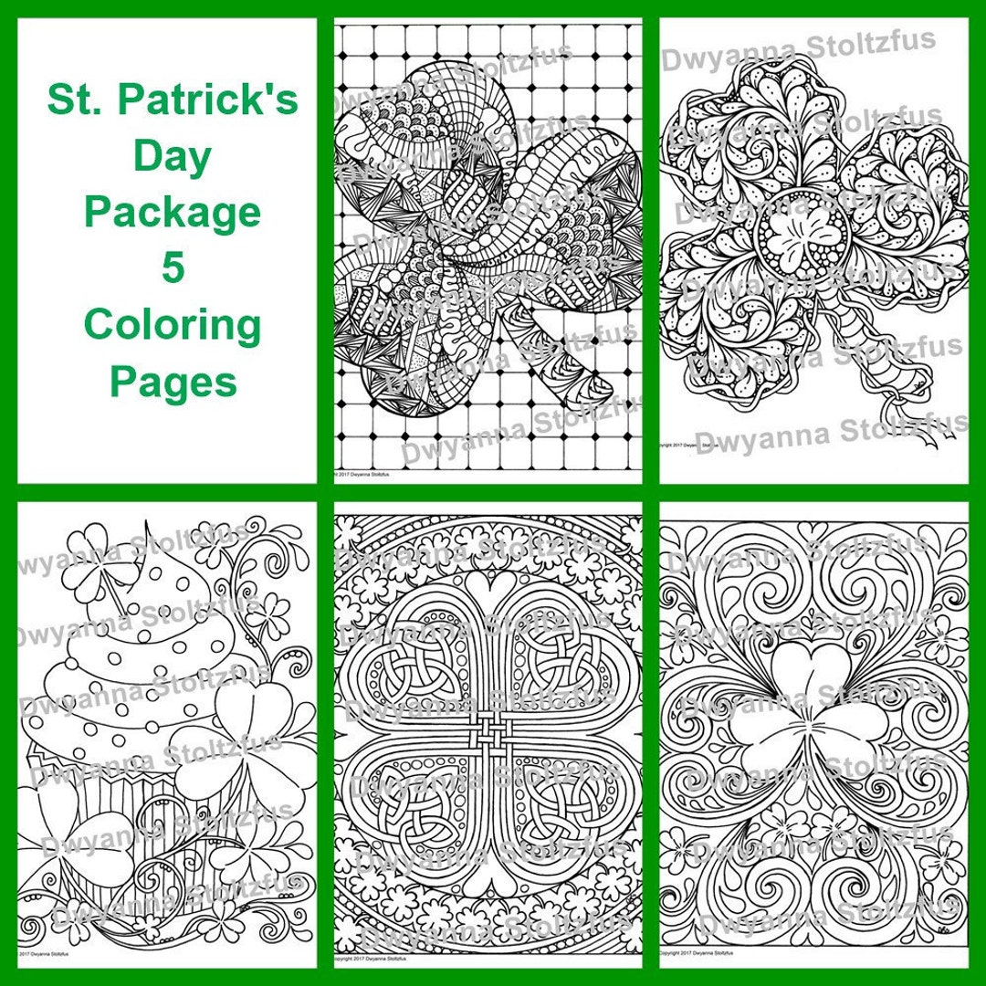 St. Patrick's Day Package - 5 Coloring Pages JPG - Etsy