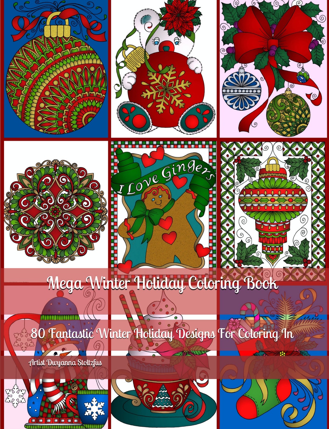Mega Winter Holiday Coloring Book 80 Pages PDF - Etsy