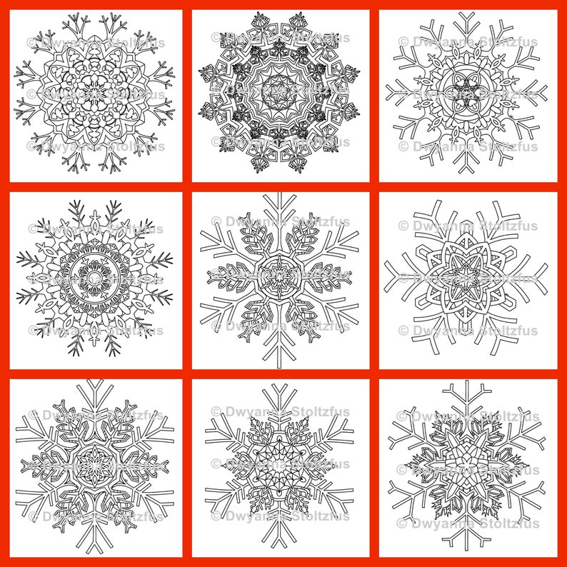 Snowflake Mandalas coloring Book 60 Pages PDF | Etsy