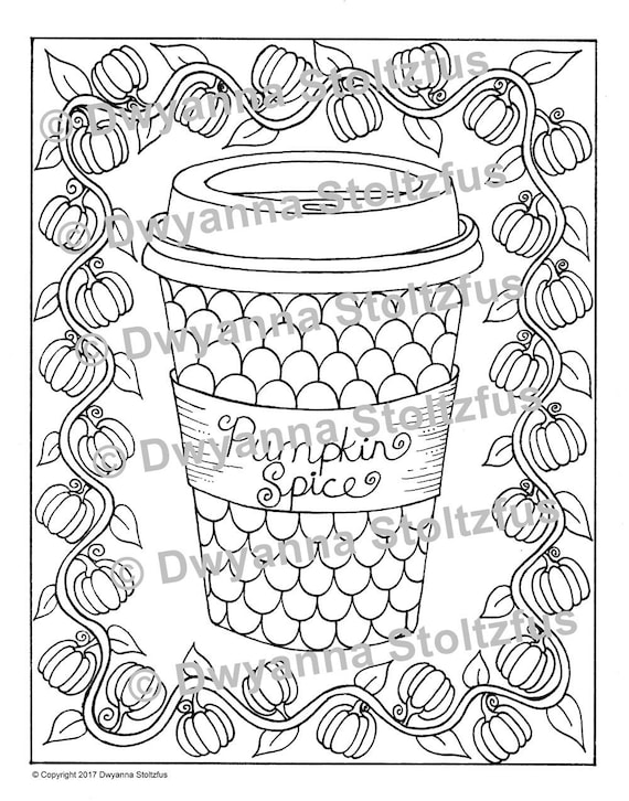 Pumpkin Spice Latte Coloring Page Latte Craftwithsarah Lattes Acorns ...