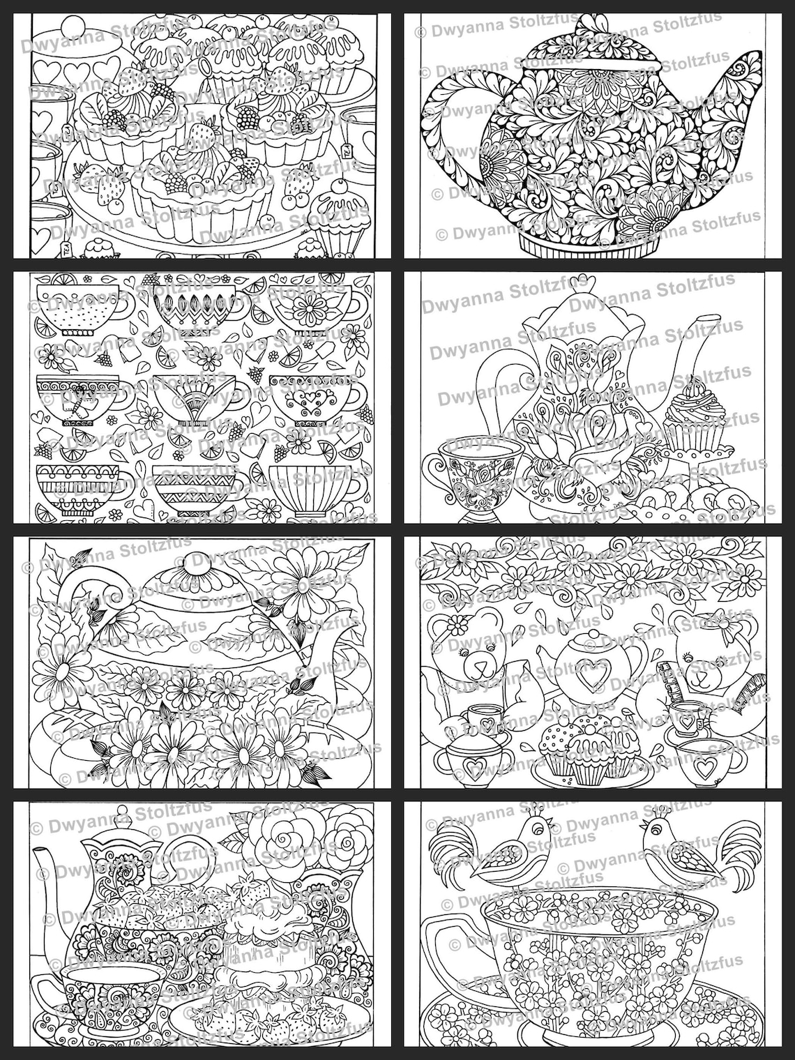 Tea Time Coloring Book PDF | Etsy
