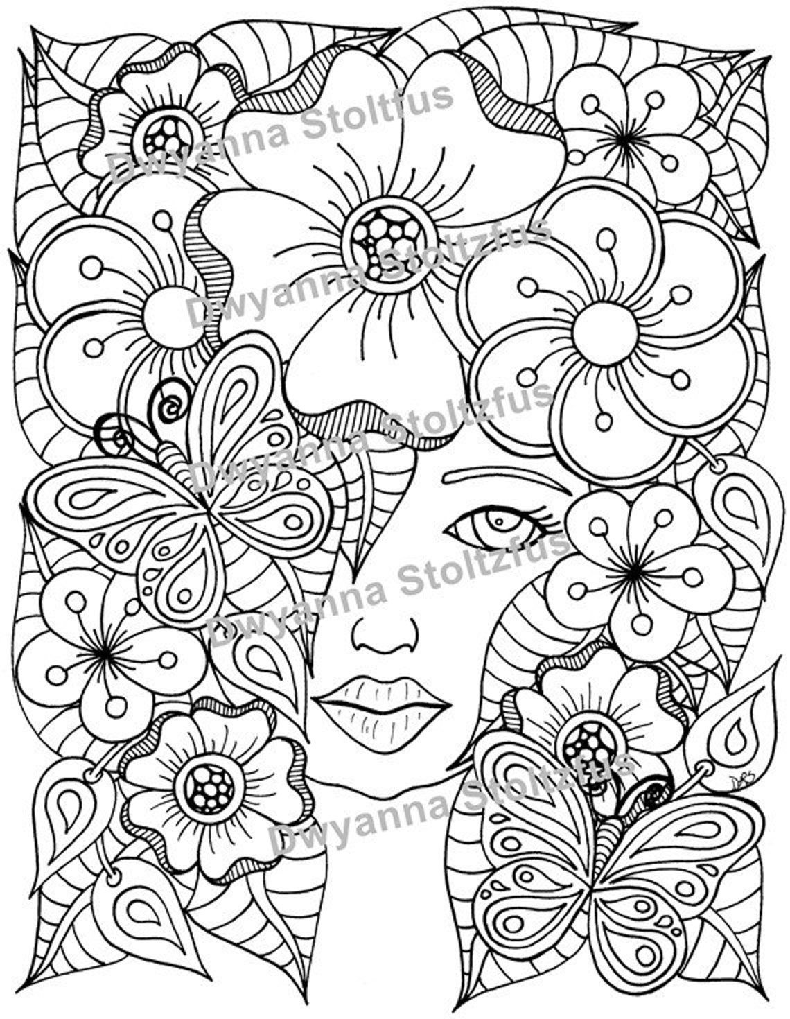 The Flower Girl Coloring Page JPG Etsy