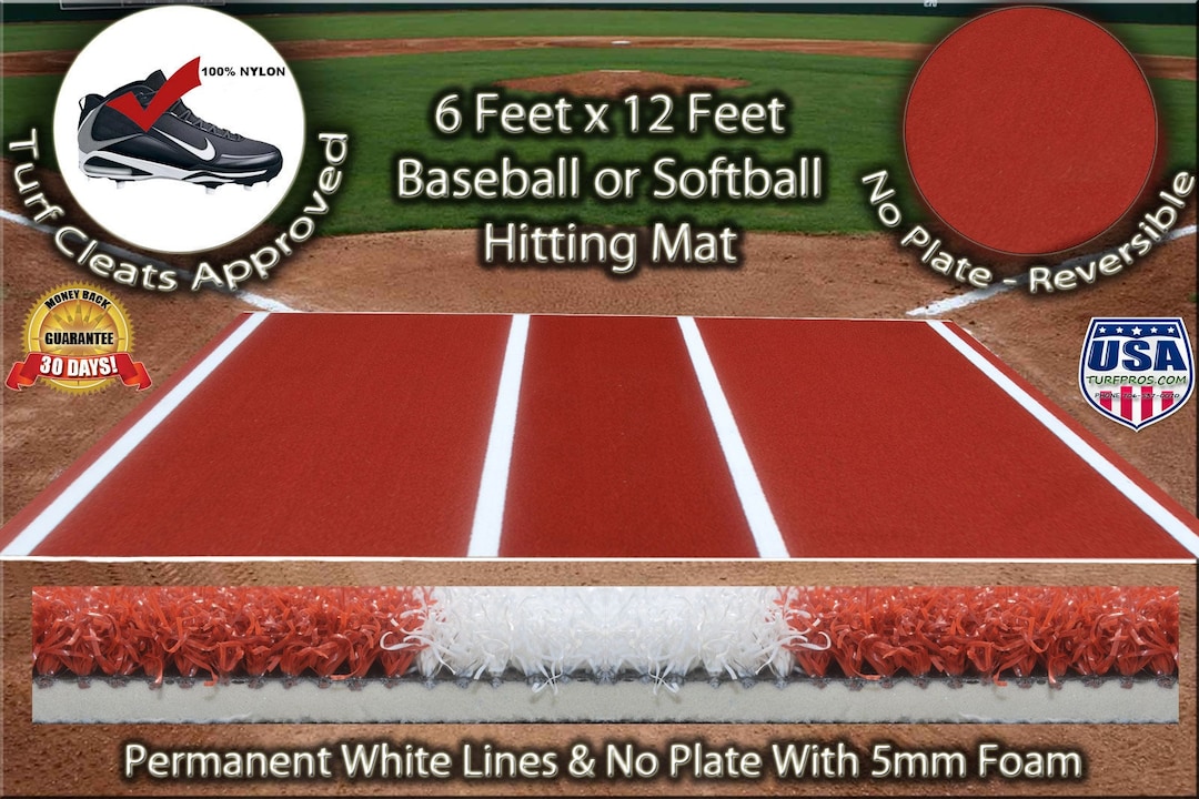 Baseball/softball 6'X12' Home Plate Turf Hitting Mat in Clay/dirt Color ...