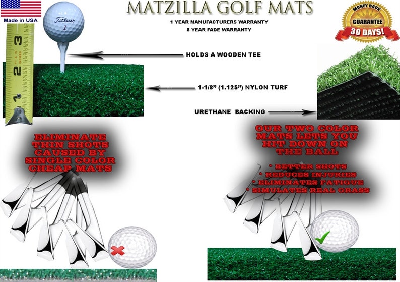 Golf Turf 12 X 24 Matzilla Tee Holds a Wooden Tee | Etsy