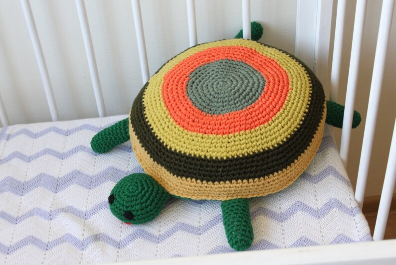 Round Crochet Turtle Pillow / Round Pillow / Baby Pillow / Kids Room ...