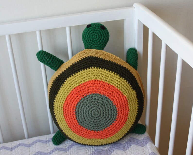 Round Crochet Turtle Pillow / Round Pillow / Baby Pillow / Kids Room ...