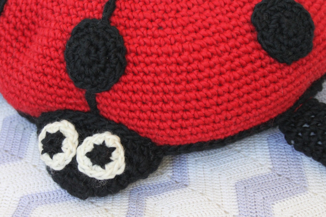 Crochet Lady Bug Pillow / Round Pillow / Baby Pillow / Kids Room ...