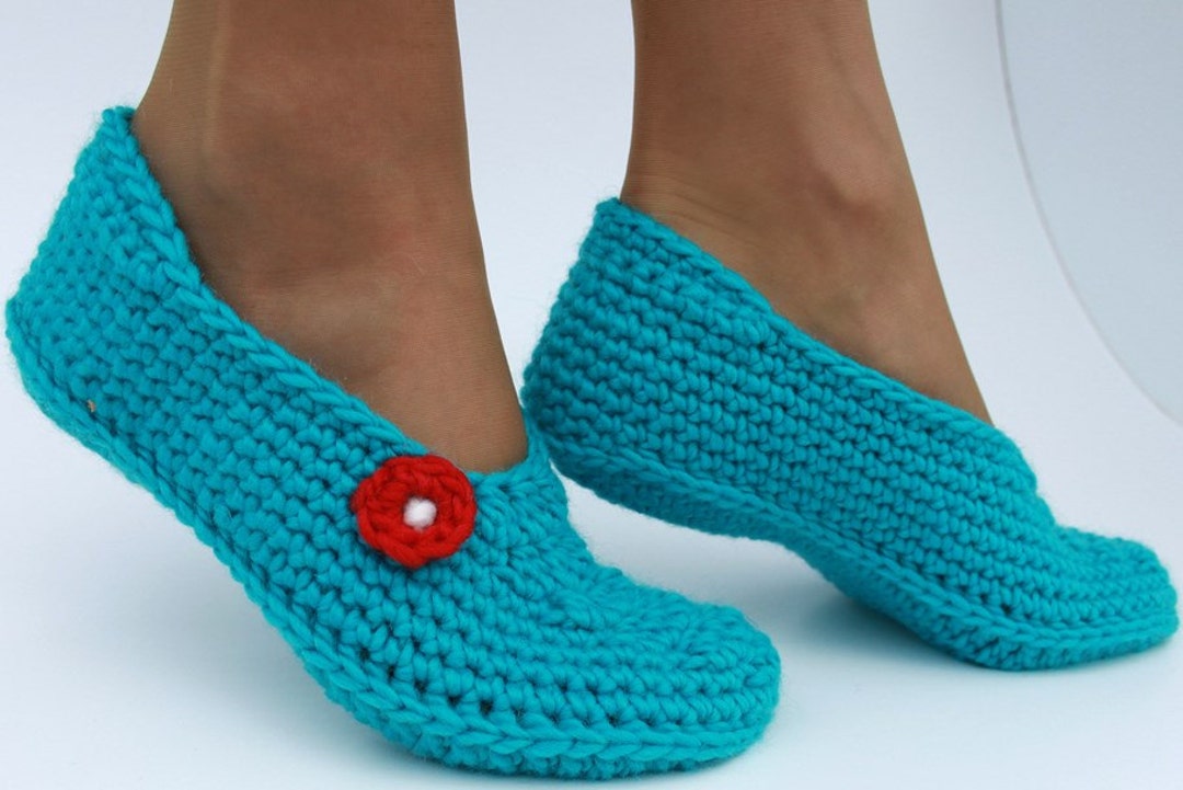 Pantofole in lana all'uncinetto / Pantofole di lana / Scarpe da casa ...