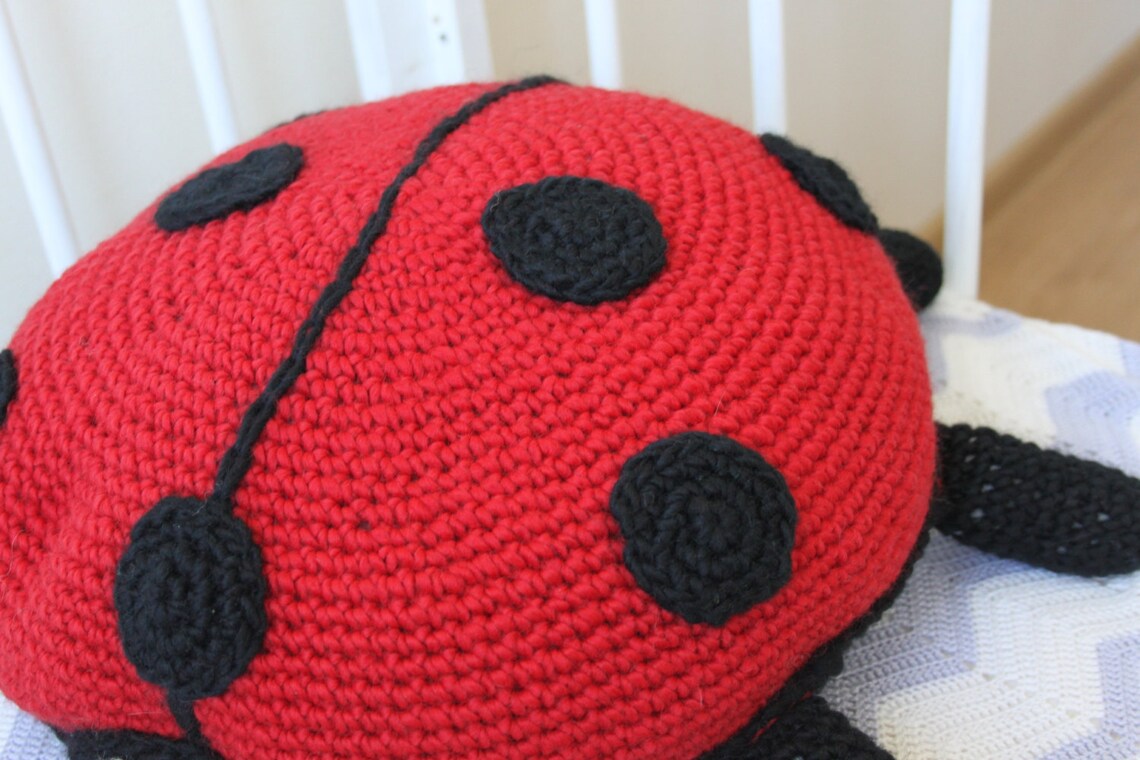 Crochet Lady Bug Pillow / Round Pillow / Baby Pillow / Kids Room ...