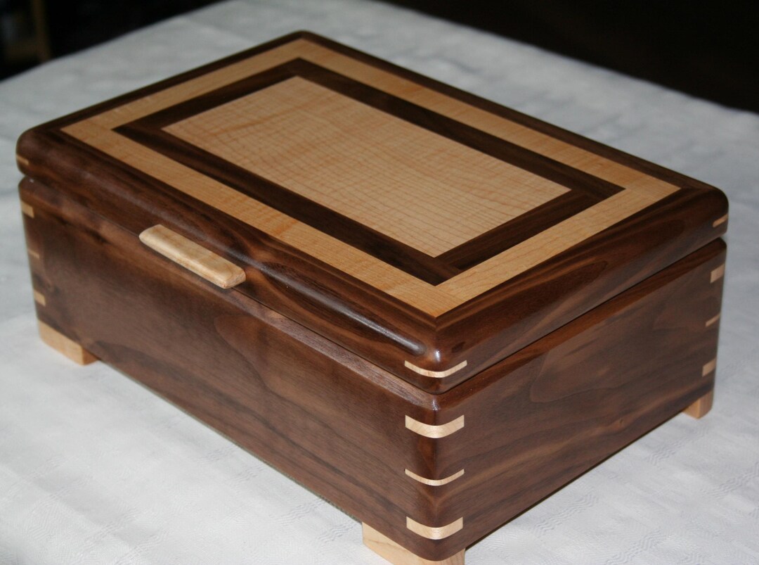 Wood Jewelry Box, Walnut and Figured Maple, Handmade Wood Jewelry Box ...