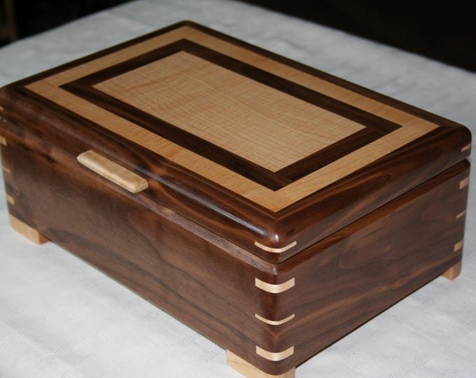 Wood Jewelry Box, Walnut and Figured Maple, Handmade Wood Jewelry Box ...