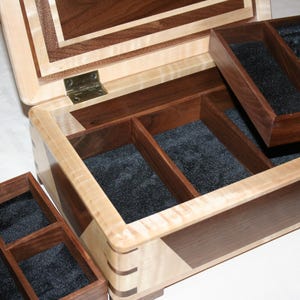 Handmade Solid Wood Jewelry Box, Curly Maple and Walnut, Wooden Jewelry ...