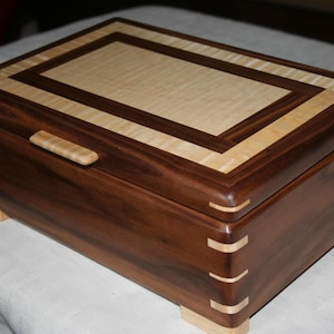 Wood Jewelry Box, Walnut and Curly Maple, Handmade Wood Jewelry Box ...