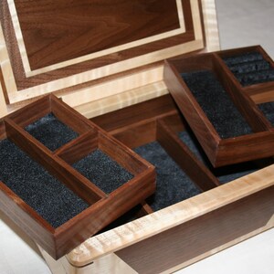 Handmade Solid Wood Jewelry Box, Curly Maple and Walnut, Wooden Jewelry ...