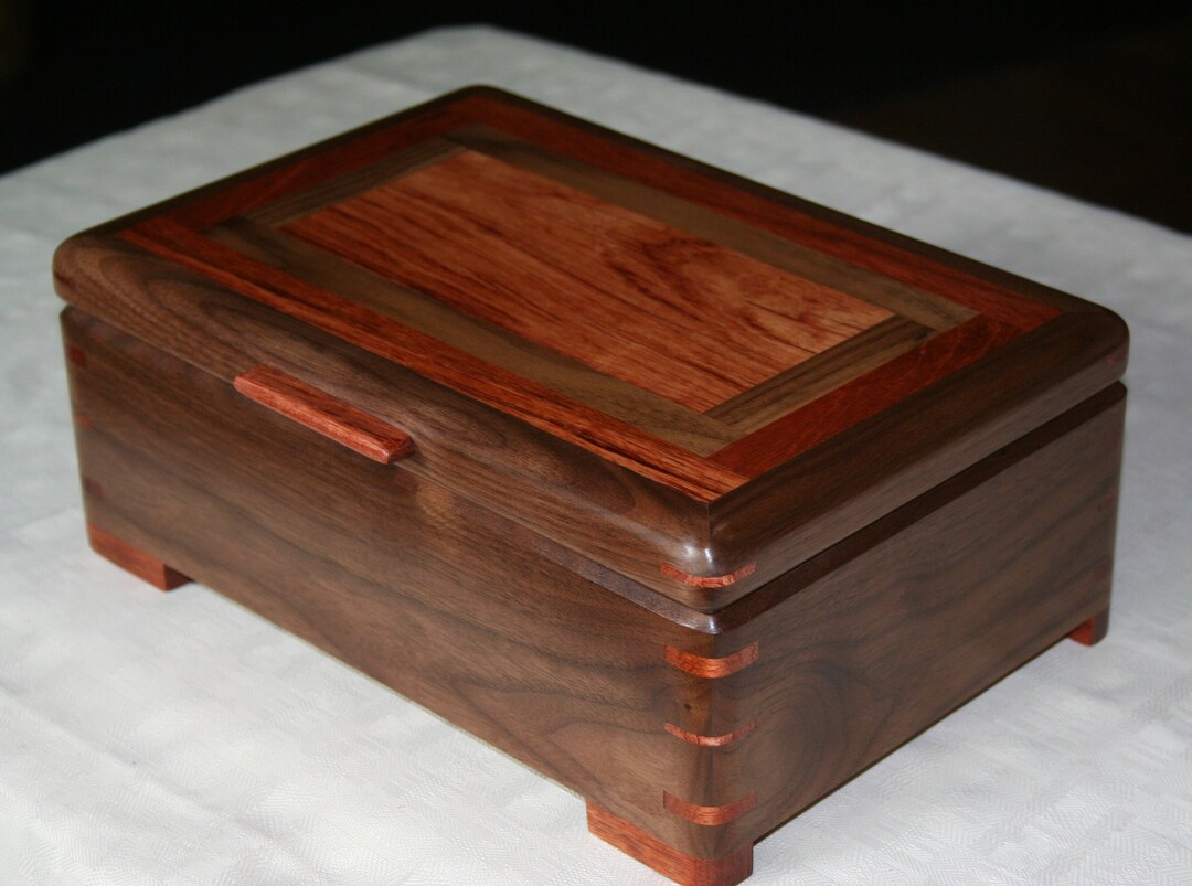 American Walnut and Bubinga Wooden Jewelry Box 5th - Etsy