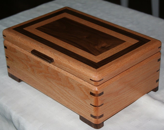 Handmade Solid Wood Jewelry Box, Red Oak and Walnut, Wooden Jewelry Box ...