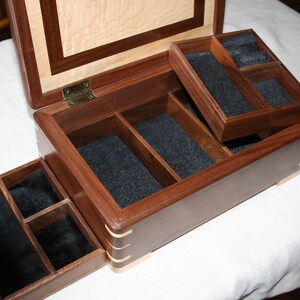 Wood Jewelry Box, Walnut and Curly Maple, Handmade Wood Jewelry Box ...
