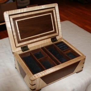 Handmade Solid Wood Jewelry Box, Curly Maple and Walnut, Wooden Jewelry ...