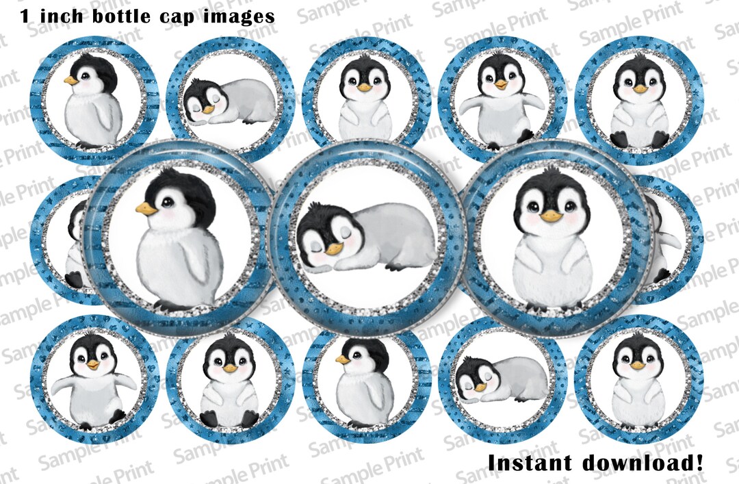 Penguin Images Penguin BCI Bottle Cap Images Glitter Images Glitter BCI ...