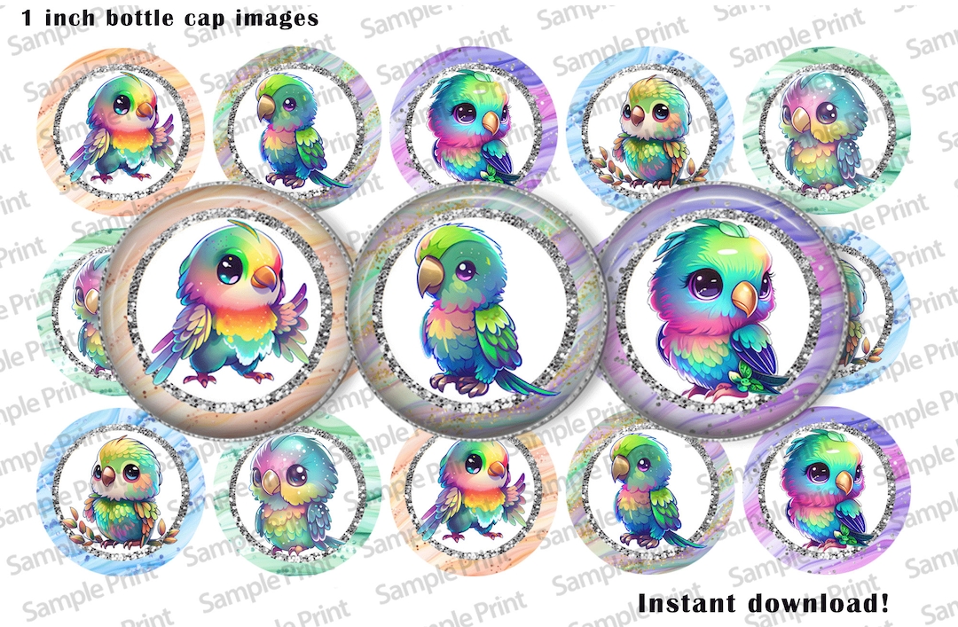 Parrot Images - Parrot BCI - Bottle Cap Images - 25mm Cabochons - 1 ...