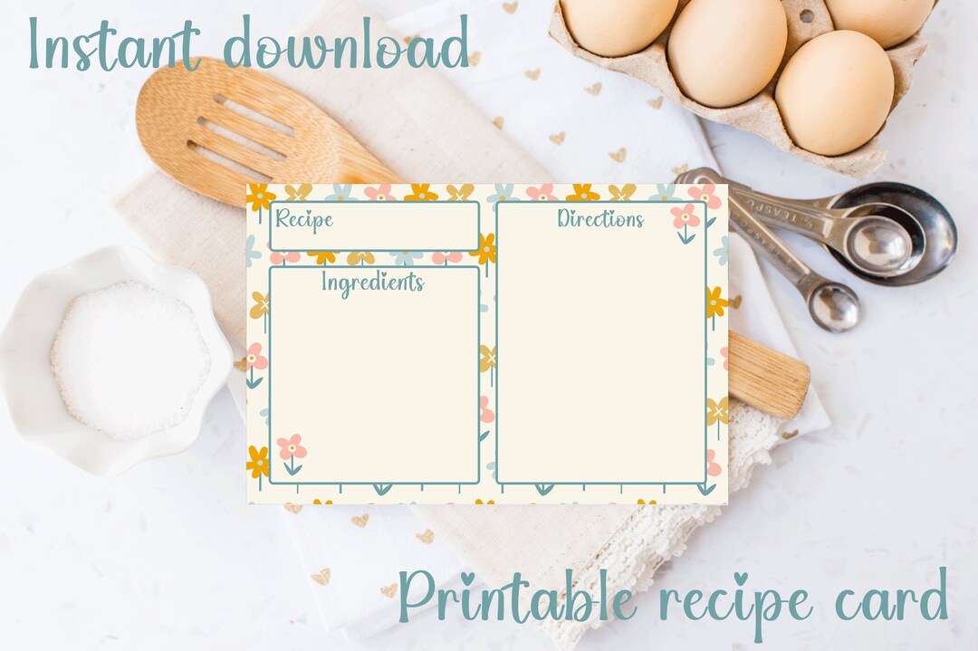 Printable Recipe Card Cute Recipe Card Gift Ideas - Etsy