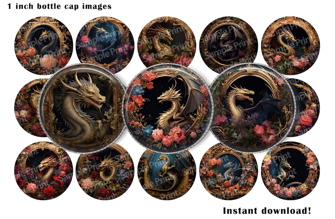 Dragon BCI - Dragon Images - Bottle Cap Images - 25mm Cabochons - 1 ...