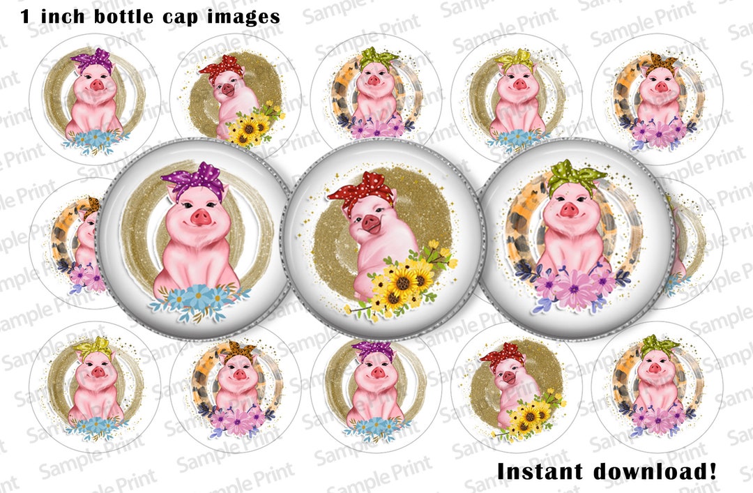 Pig BCI - Shabby Pig BCI - Bottle Cap Images - Sunflower Images - Farm ...