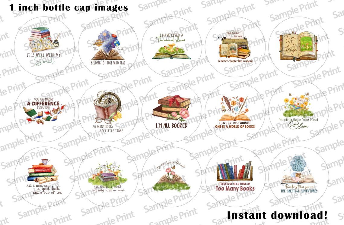 Book Images - Book BCI - Reading Images - Reading BCI - 25mm Cabochons ...