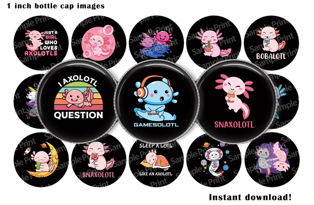 Axolotl Images - Axolotl BCI - Bottle Cap Images - 25mm Cabochons - DIY ...