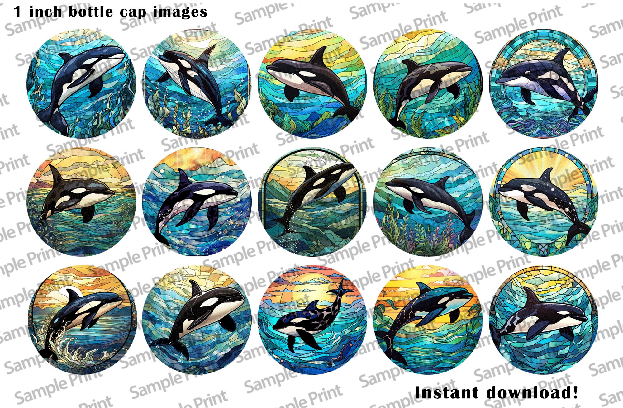 Killer Whale Images - Killer Whale BCI - Stained Glass BCI - Bottle Cap ...
