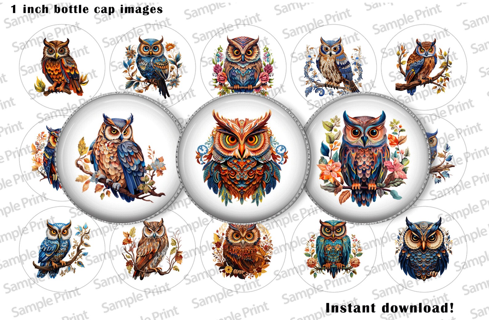 Owl BCI - Owl Images - Bottle Cap Images - 25mm Cabochons - 1 Inch ...