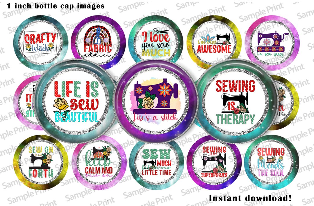 Sewing BCI - Sewing Images - Bottle Cap Images - 25mm Cabochons - 1 ...